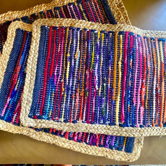 Vintage | Dining | Colorful Chindi Jute Striped Woven Placemats Set Of ...